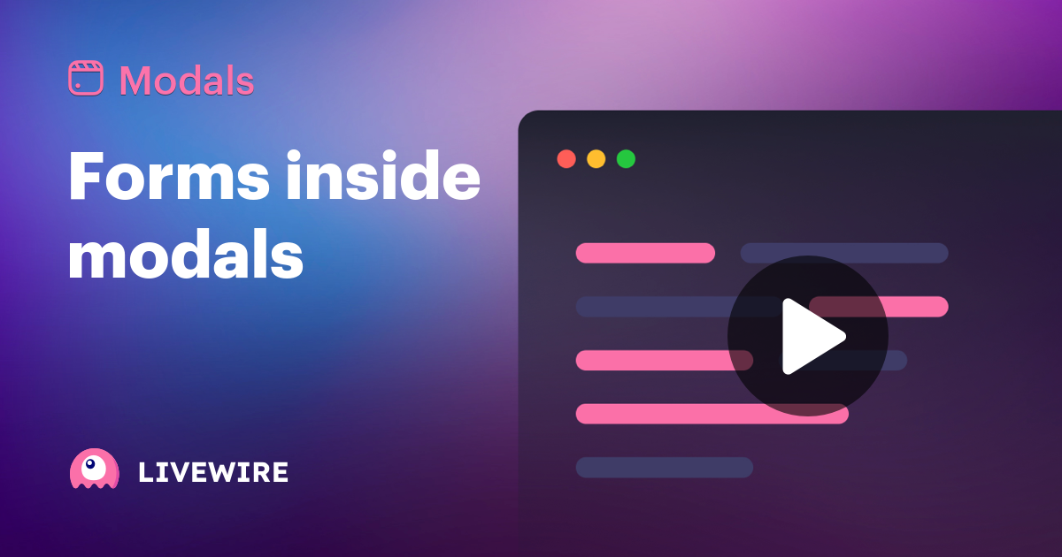 Forms inside modals Screencast | Laravel Livewire Forms inside modals Screencast | Laravel Livewire